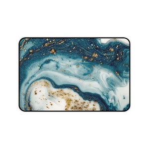 Desk Mat, Blue Marble Desk Mat, Blue Desk Mat, Marble Desk Mat, Agate ...