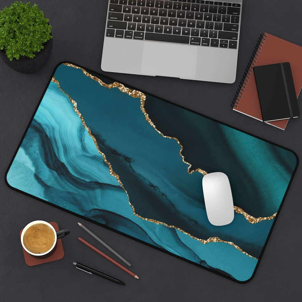 Desk Mat Teal Desk Mat Turquoise Desk Mat Marble Desk Mat - Etsy