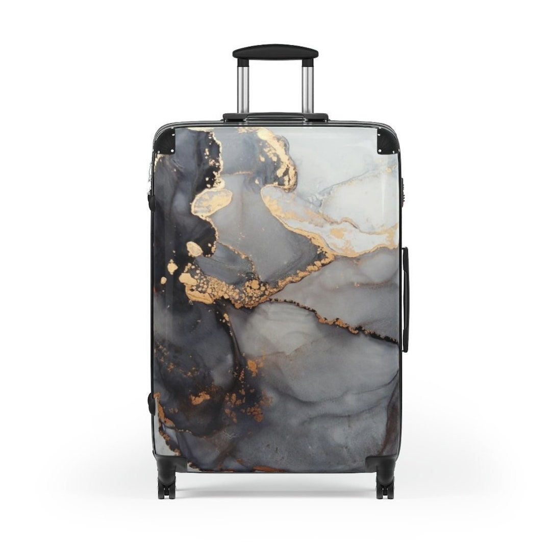 Suitcase, Black Suitcase, Marble Suitcase, Agate Suitcase, Abstract ...