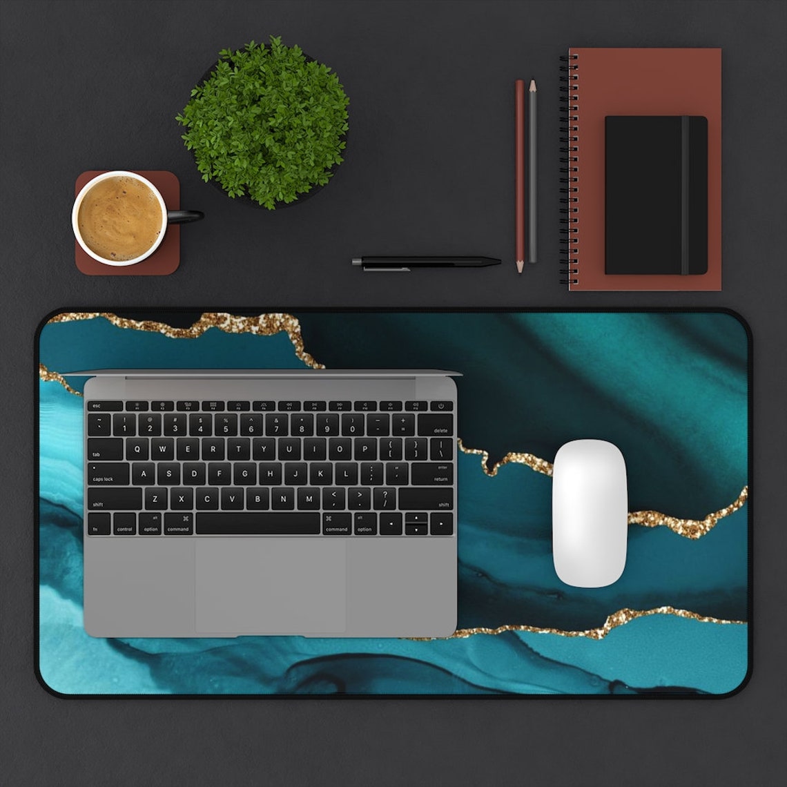 Desk Mat Teal Desk Mat Turquoise Desk Mat Marble Desk Mat - Etsy