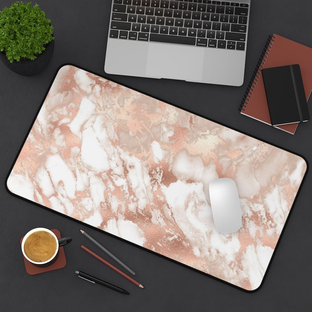 Desk Mat, Rose Gold Marble Desk Mat, Rose Gold Desk Mat, Copper Desk ...