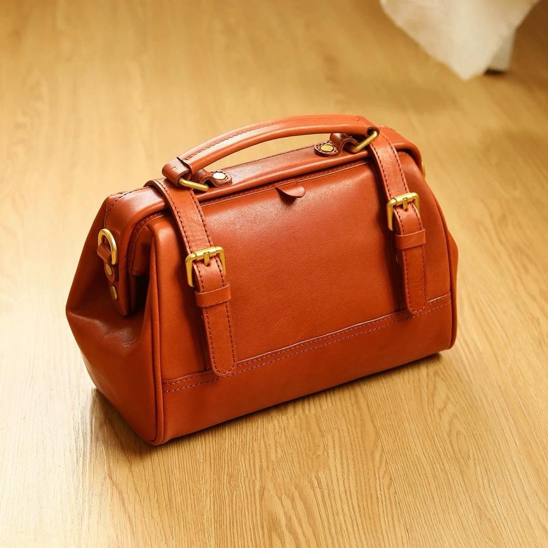 Handmade Leather Doctors Bag, Simple Retro Cowhide Handmade Women ...
