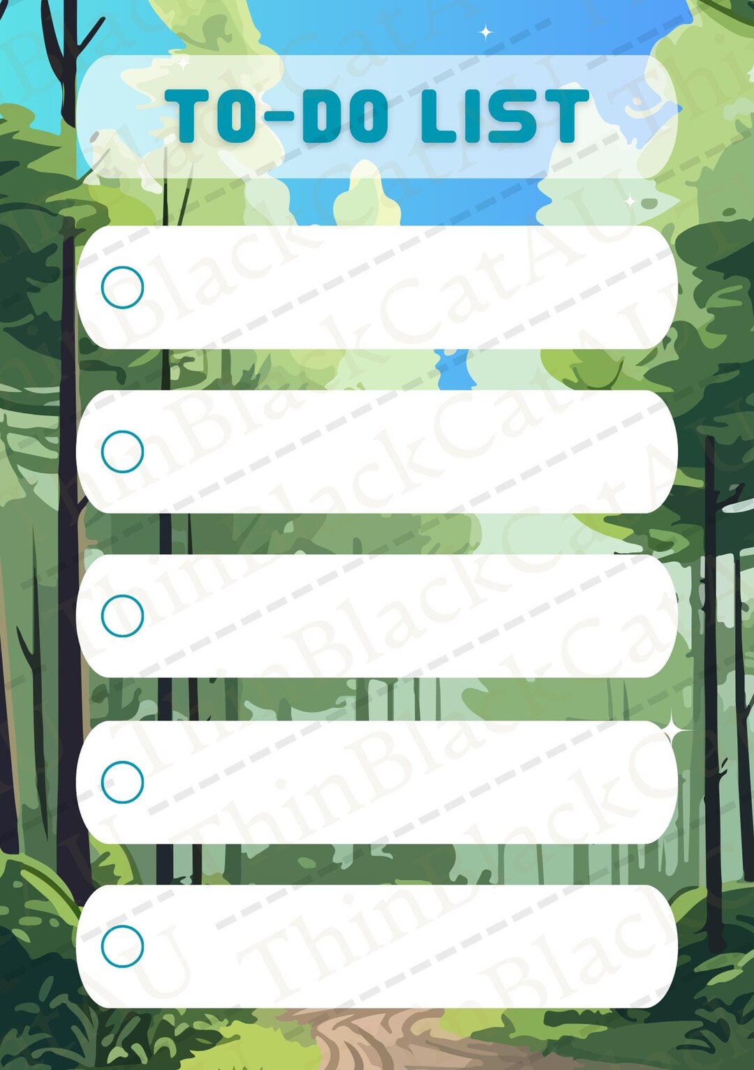A5 Printable Forest Path Themed Illustration To-do List - Etsy