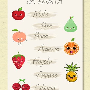 Fruits and Vegetables Chart in Italian Digital Download, Frutta E ...