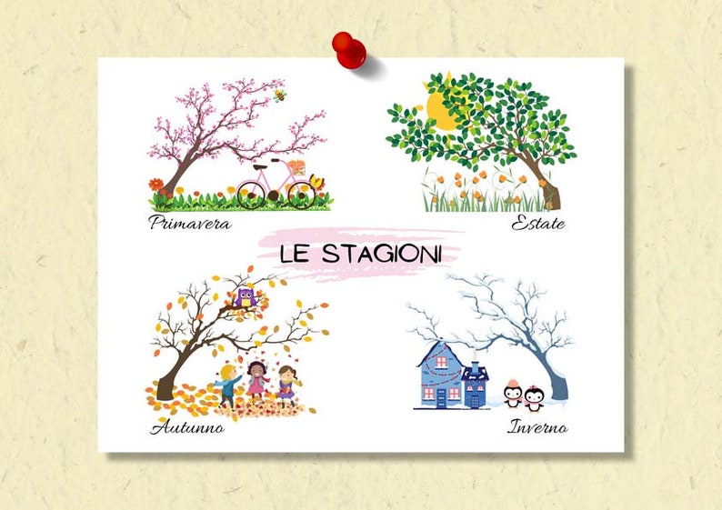 Seasons Chart in Italian Digital Download, Le Stagioni, Pre-school ...