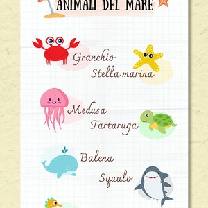 Animals Chart in Italian Digital Download, Gli Animali, Pre-school ...