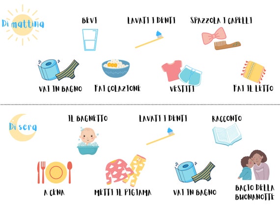 Italian & English Visual Routine Chart Printable | Etsy