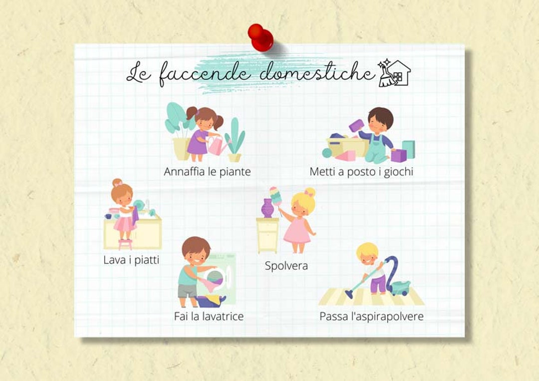 Household Chores Chart in Italian Digital Download, Le Faccende ...