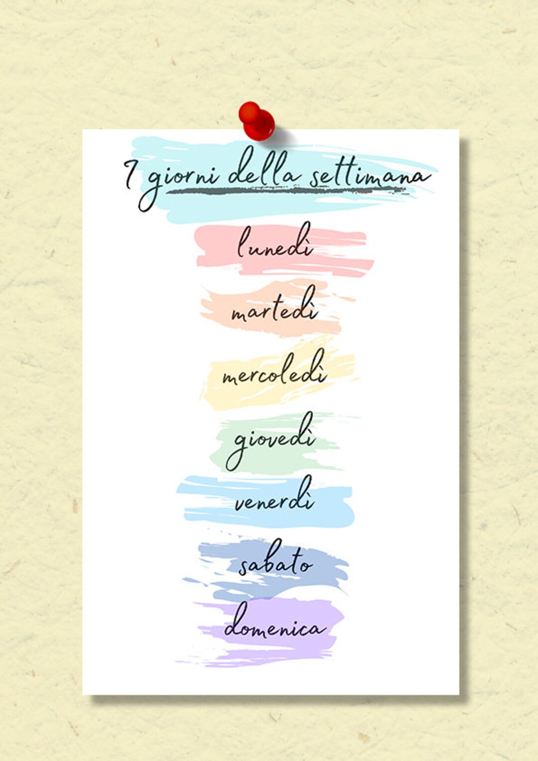 Days of the Week Chart in Italian Digital Download, I Giorni Della ...