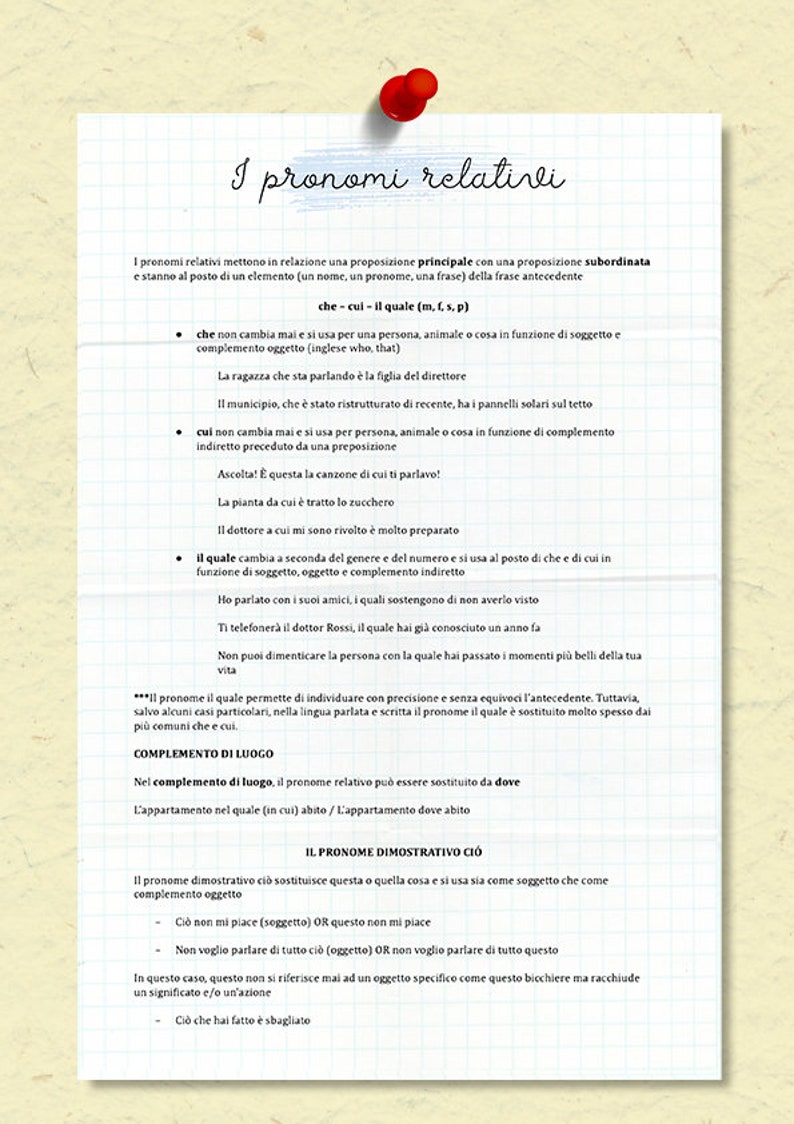 Italian Pronouns Chart, I Pronomi - Etsy