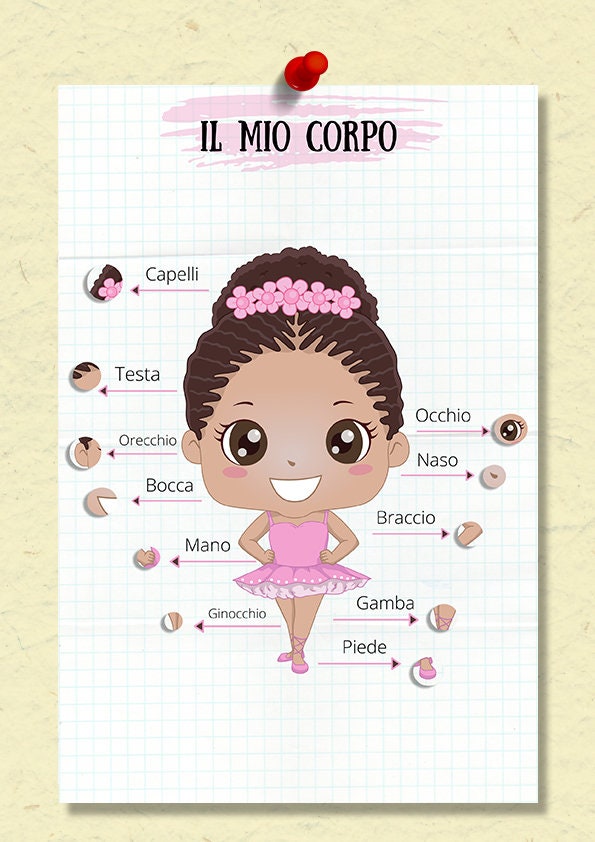 Body Parts Chart in Italian Digital Download, Il Corpo Umano, Pre ...