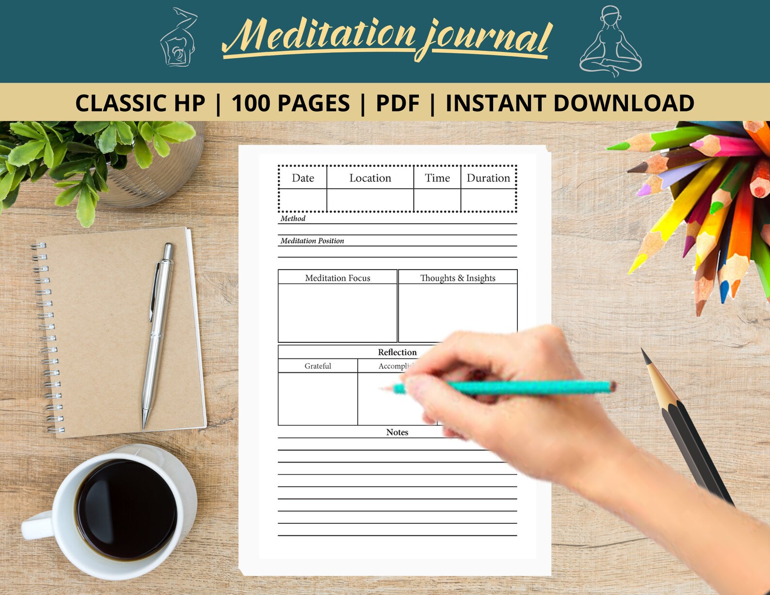 Meditation Journal for Daily Mindfulness Practice Logs - Etsy