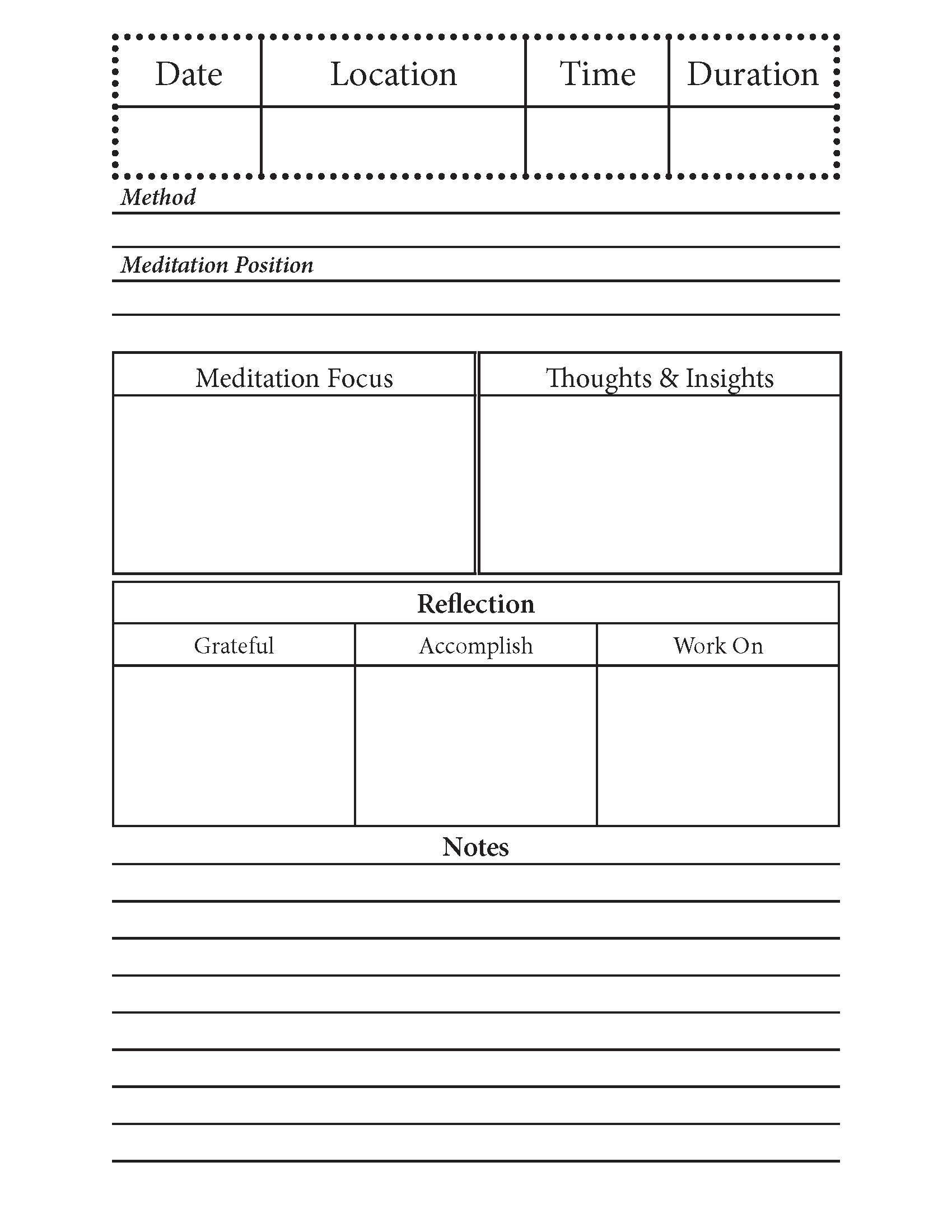 Meditation Journal for Daily Mindfulness Practice Logs - Etsy