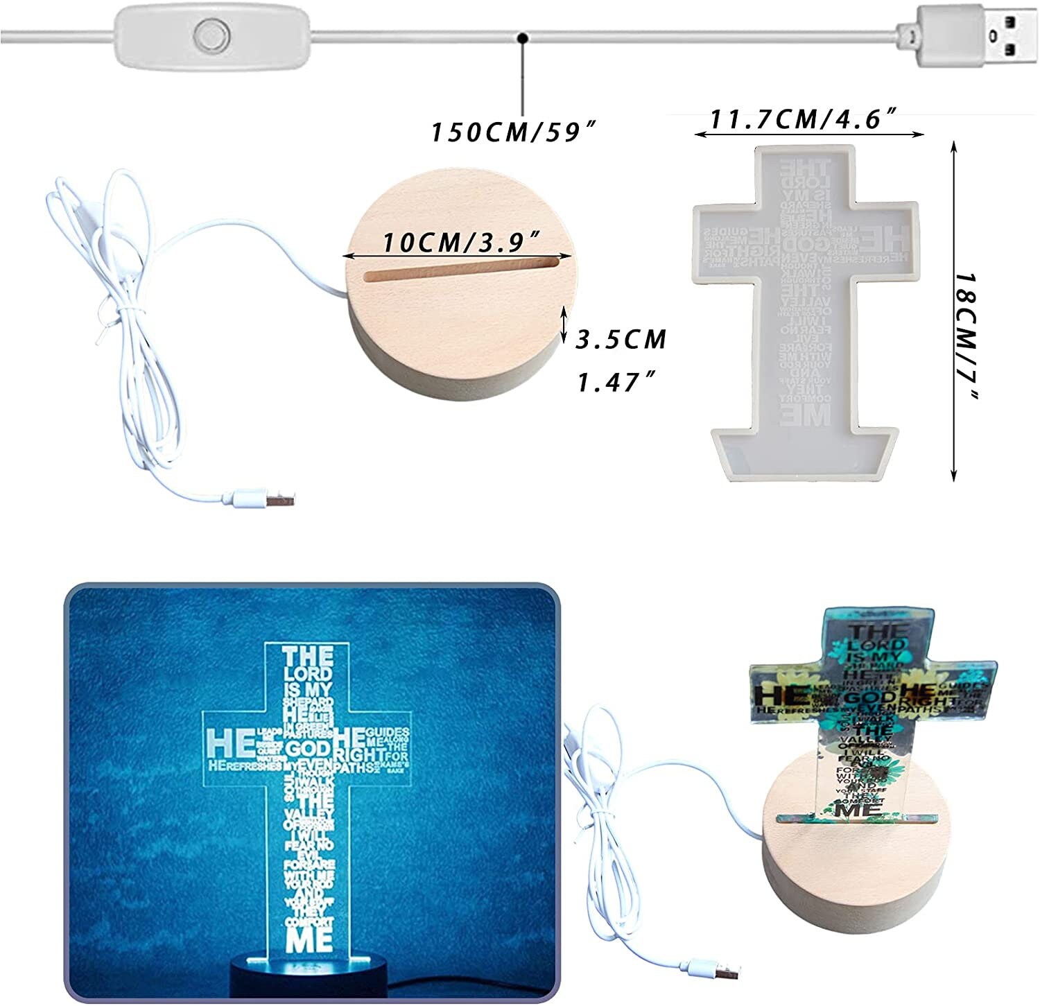 Jesus Cross Resin Mold With Luminous Base Cross Silicone Mold - Etsy