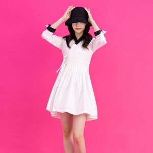 Hanbok Women Mini Dress, Korean Modern Hanbok Wrap Style Dress, Korea ...