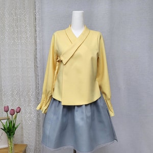 Hanbok Women Blouse Jeogori Top With Elegant Wrist, Korean Modern ...