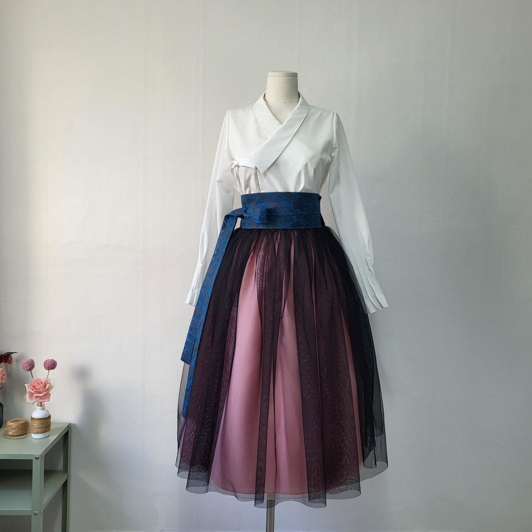 Hanbok Women Wrap Cover Skirt, Beautiful Korean Modern Hanbok Casual ...