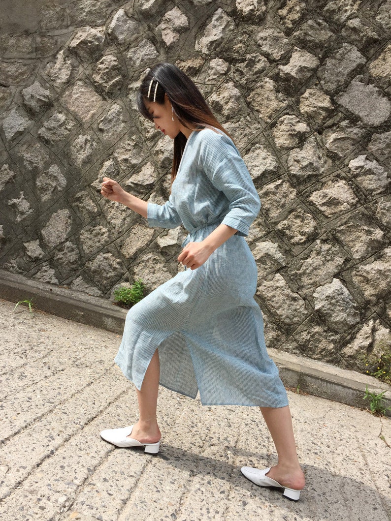 Hanbok Women Linen Dress Korean Modern Hanbok 3/4sleeve - Etsy