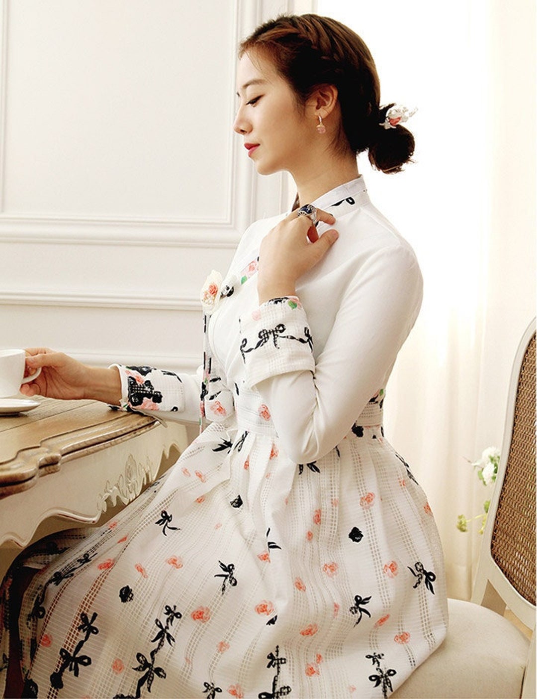 Hanbok Women Dress, Korean Modern Hanbok Wrap Style Dress, Korea ...