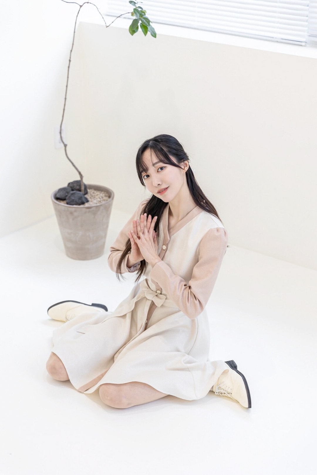 Hanbok Women Tweed Mini Dress, Korean Modern Hanbok Tweed Shirt Dress ...