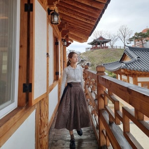 Hanbok Women Wool Blend Wrap Skirt With Buttons, Korean Modern Hanbok ...