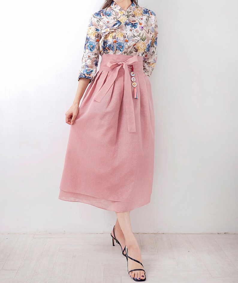 Hanbok Women Blouse Jeogori Top Flower Pattern Korean Modern | Etsy