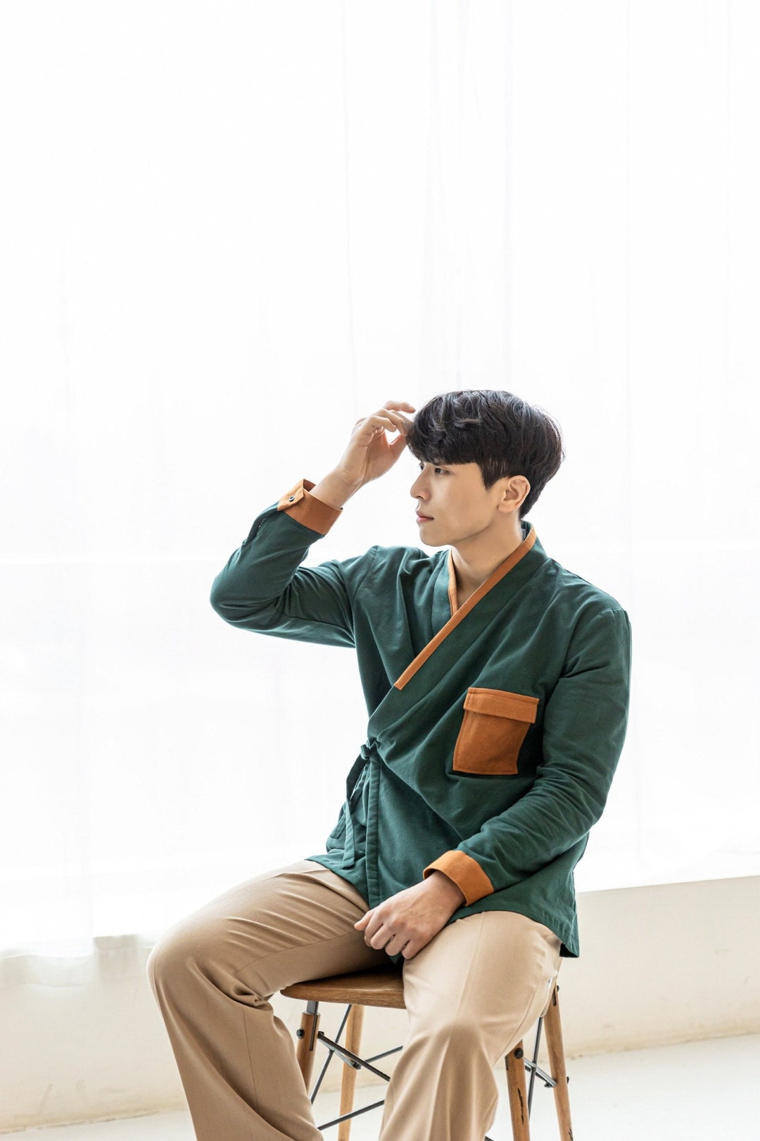 Hanbok Shirt for Men, Korean Modern Hanbok Top Jacket Casual Party ...