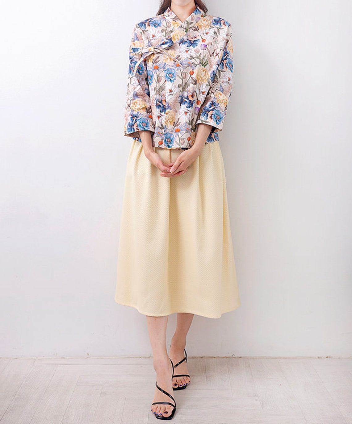 Hanbok Women Blouse Jeogori Top Flower Pattern Korean Modern - Etsy