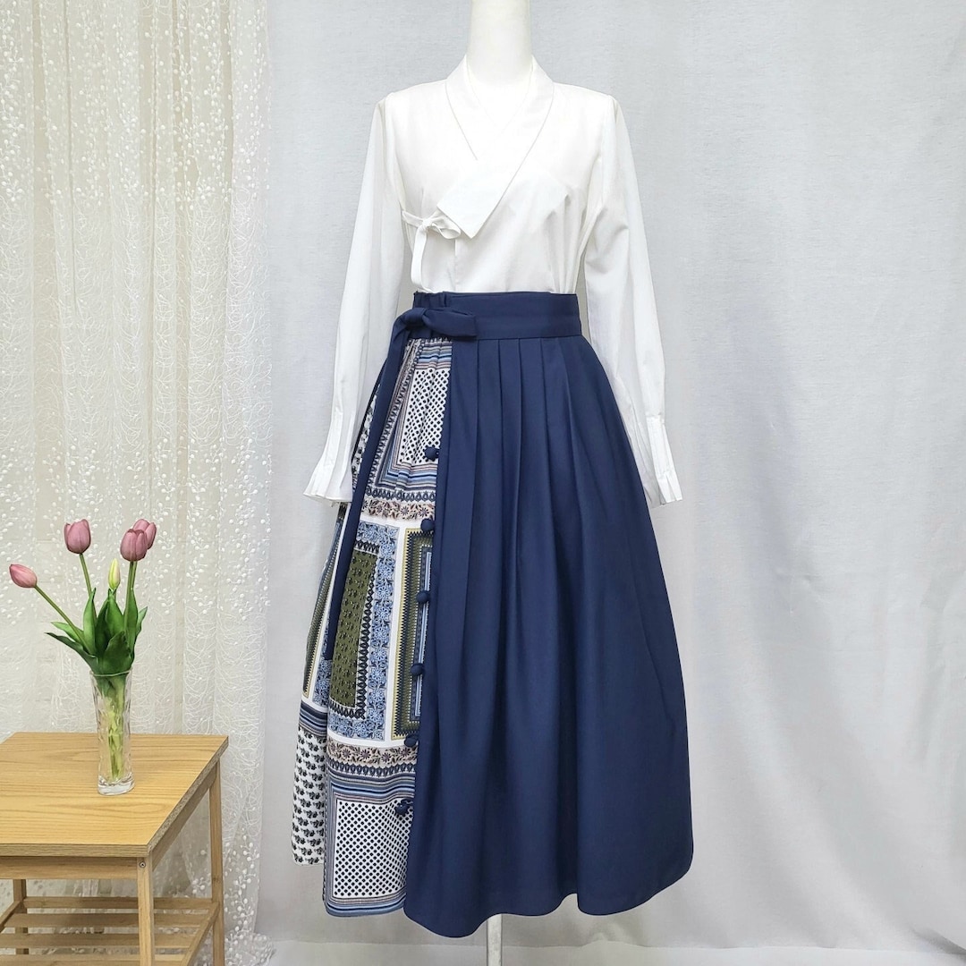 Hanbok Women Wrap Skirt, Beautiful Korean Modern Hanbok Casual Party ...