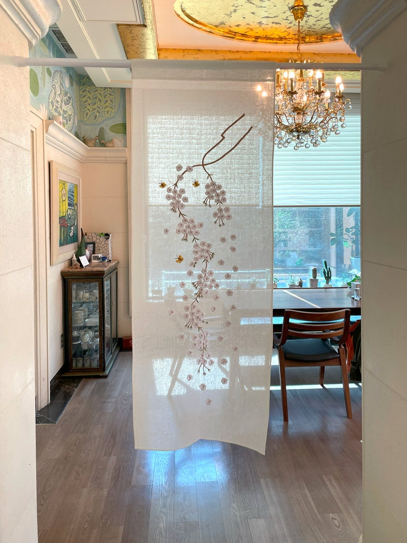 Korean Embroidery Hemp Curtain/ Korea Traditional Wall Deco, Korean ...