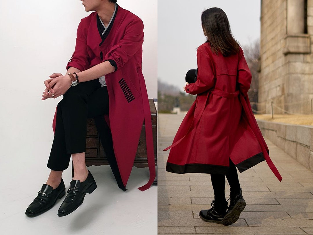 Hanbok Jacket Taegeukgi Durumagi for Unisex, Korean Modern Hanbok Daily ...