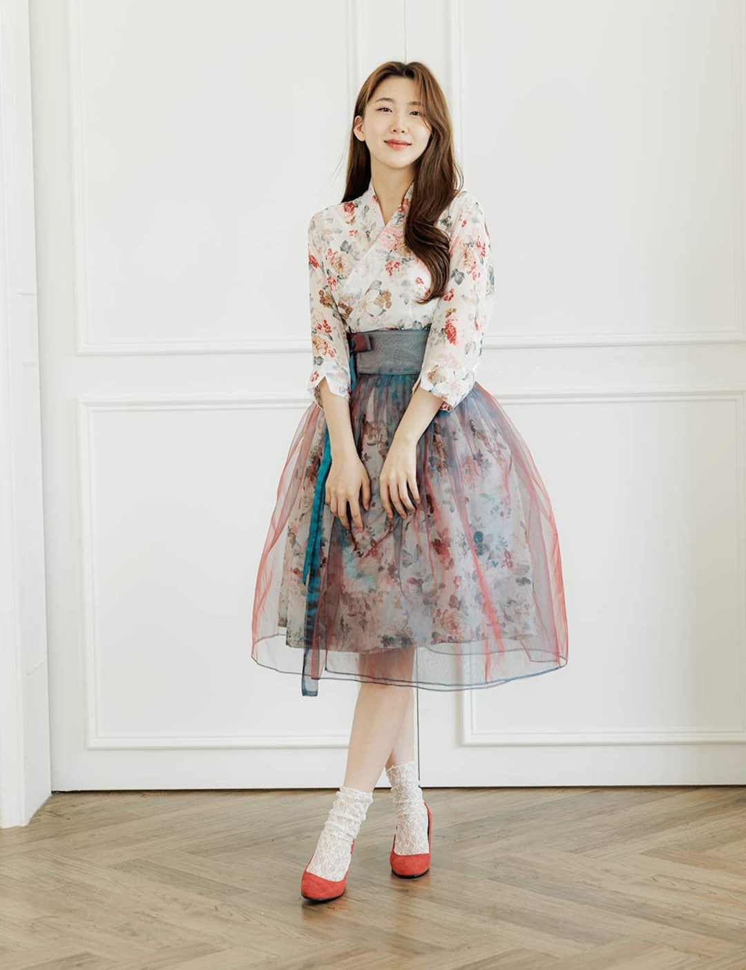 Hanbok Women Wrap Skirt, Korean Modern Hanbok Casual Party Dress ...