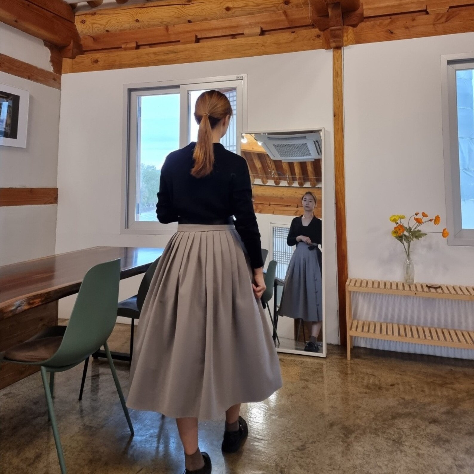 Hanbok Women Wrap Skirt With Buttons, Korean Modern Hanbok Casual Party ...