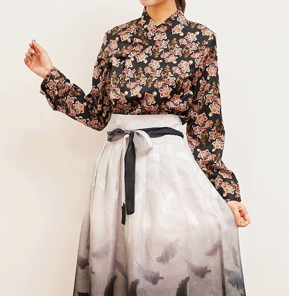 Hanbok Women Blouse Jeogori Top Flower Pattern Korean Modern | Etsy
