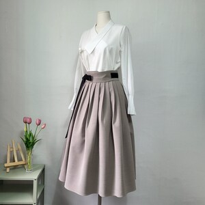 Hanbok Women Wrap Skirt With Buttons, Korean Modern Hanbok Casual Party ...