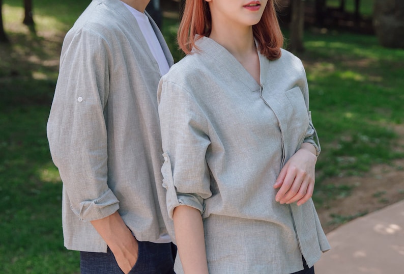 Hanbok Shirt for Men & Women, Korean Modern Hanbok Linen Shirt Casual ...