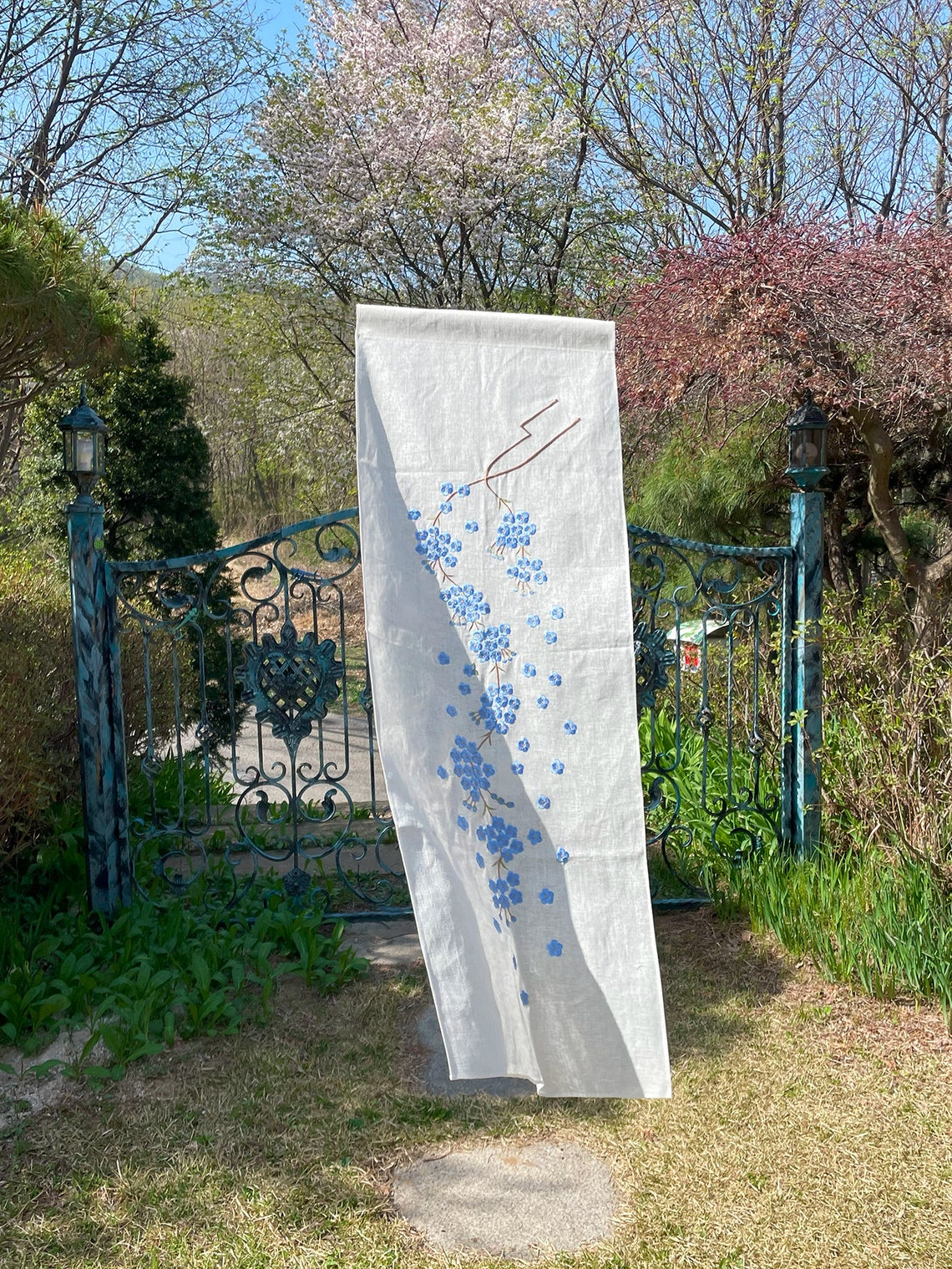 Korean Embroidery Hemp Curtain/ Korea Traditional Wall Deco, Korean ...