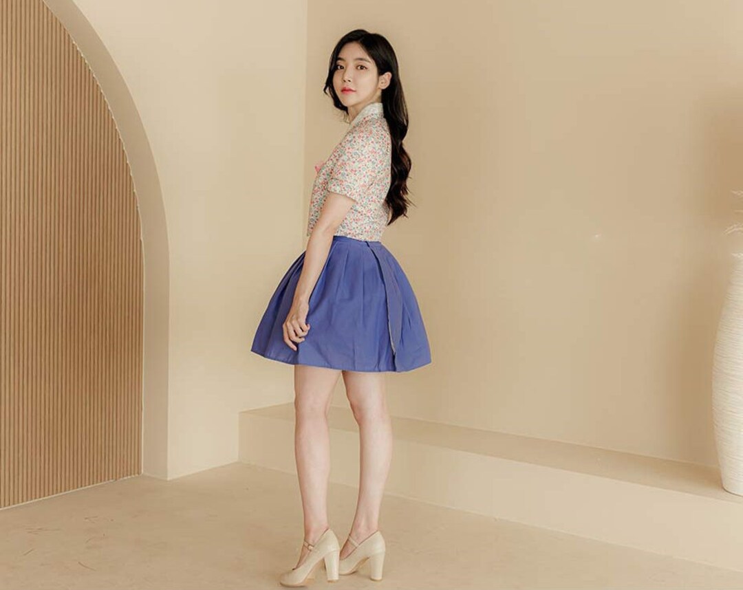 Hanbok Women Wrap Style Mini Skirt, Beautiful Korean Modern Hanbok ...