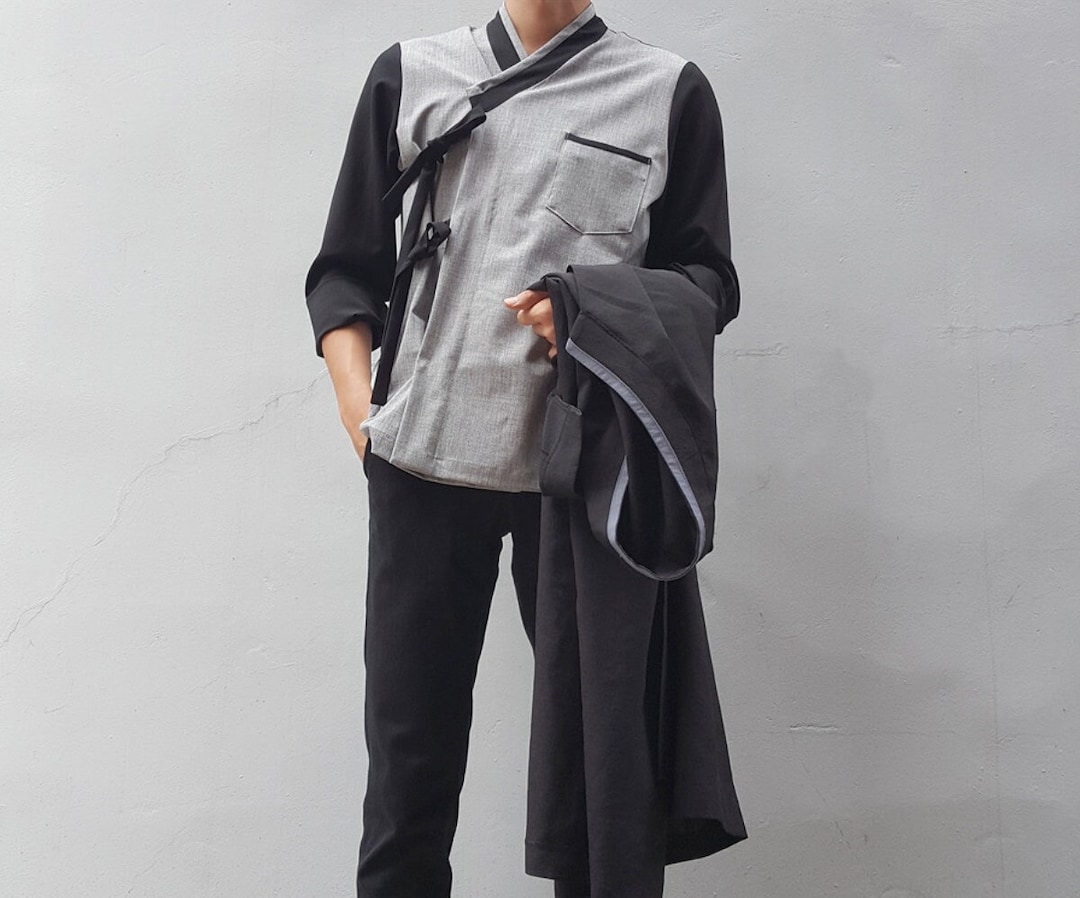 Hanbok Long Sleeve Top Shirt / Jeogori for Men, Korean Modern Hanbok ...