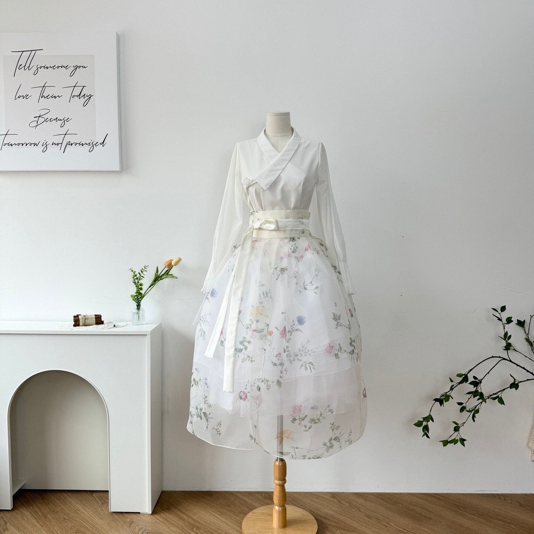 Hanbok Women Wrap Cover Skirt, Beautiful Korean Modern Hanbok Casual ...