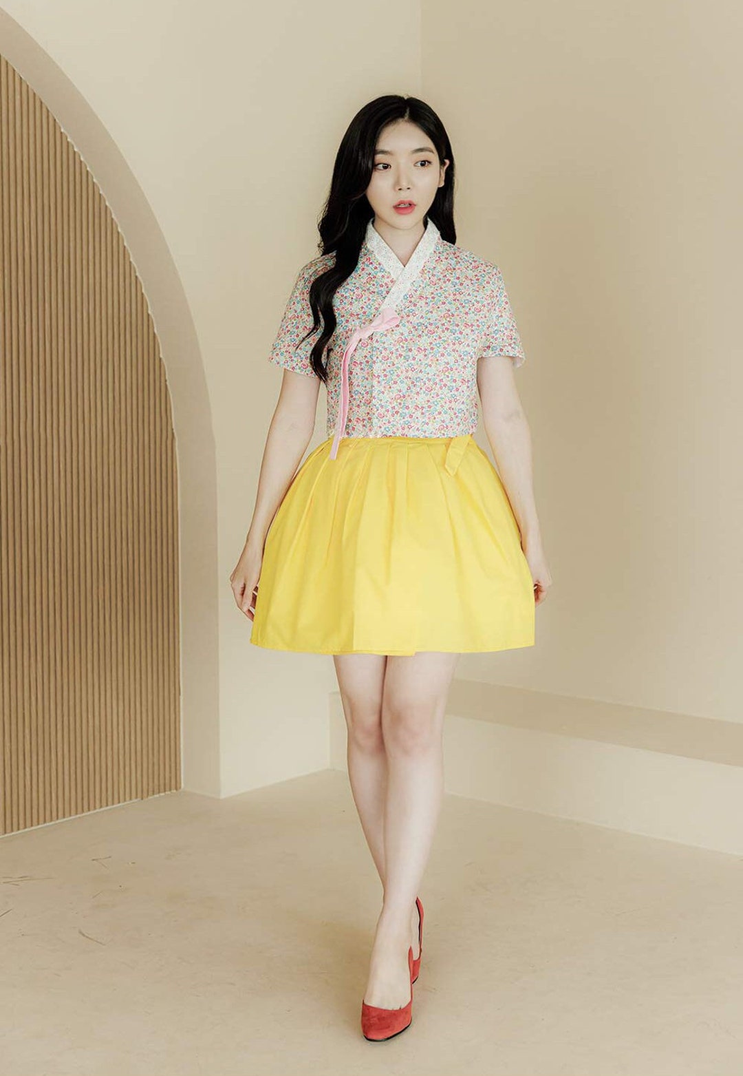 Hanbok Women Wrap Style Mini Skirt, Beautiful Korean Modern Hanbok ...