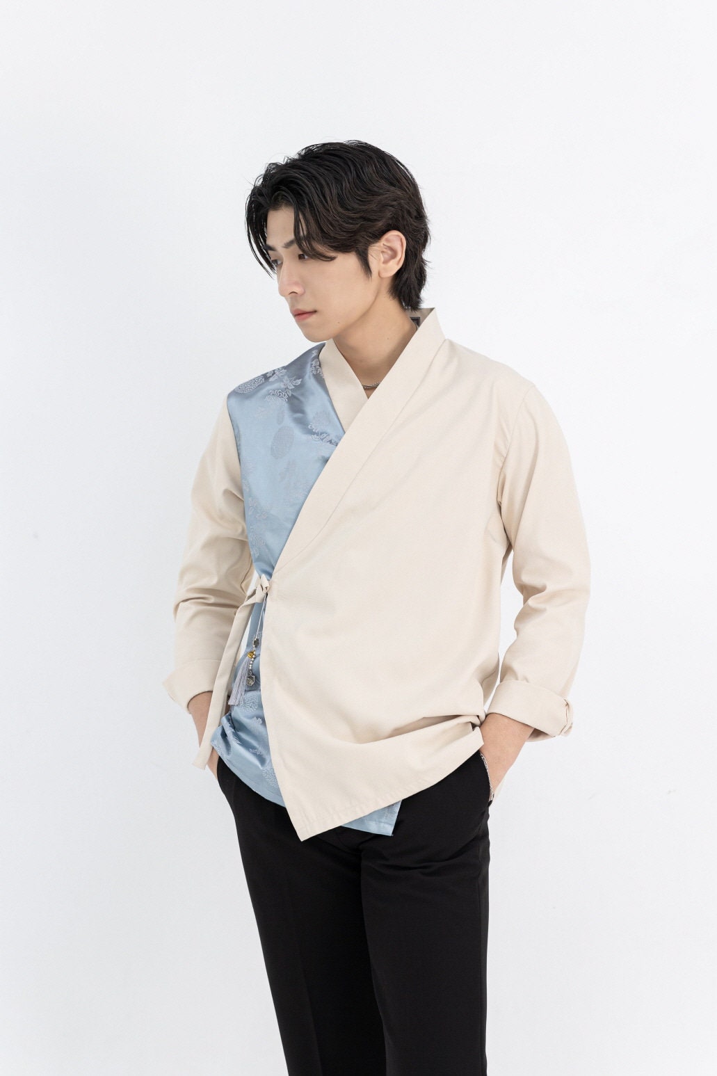 Hanbok Shirt for Men, Korean Modern Hanbok Top Jacket Casual Party ...