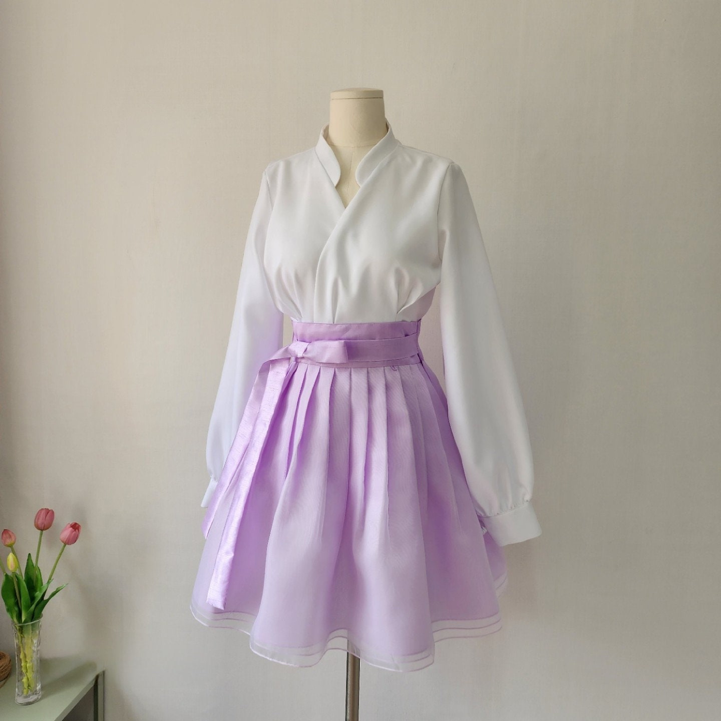 Hanbok Women Wrap Mini Skirt, Beautiful Korean Modern Hanbok Casual ...