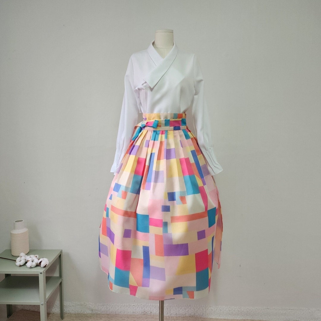 Hanbok Women Wrap Long Skirt, Beautiful Korean Modern Hanbok Casual ...