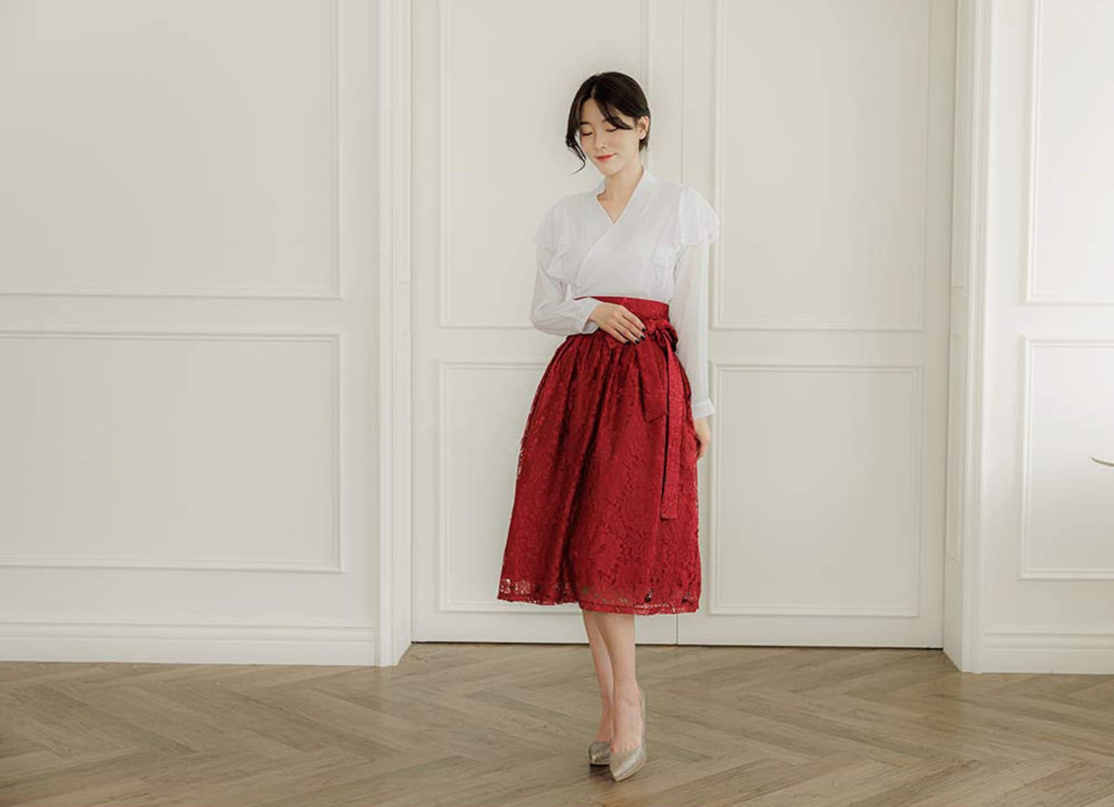 Hanbok Women Skirt Korean Modern Hanbok Flower Lace Skirt - Etsy
