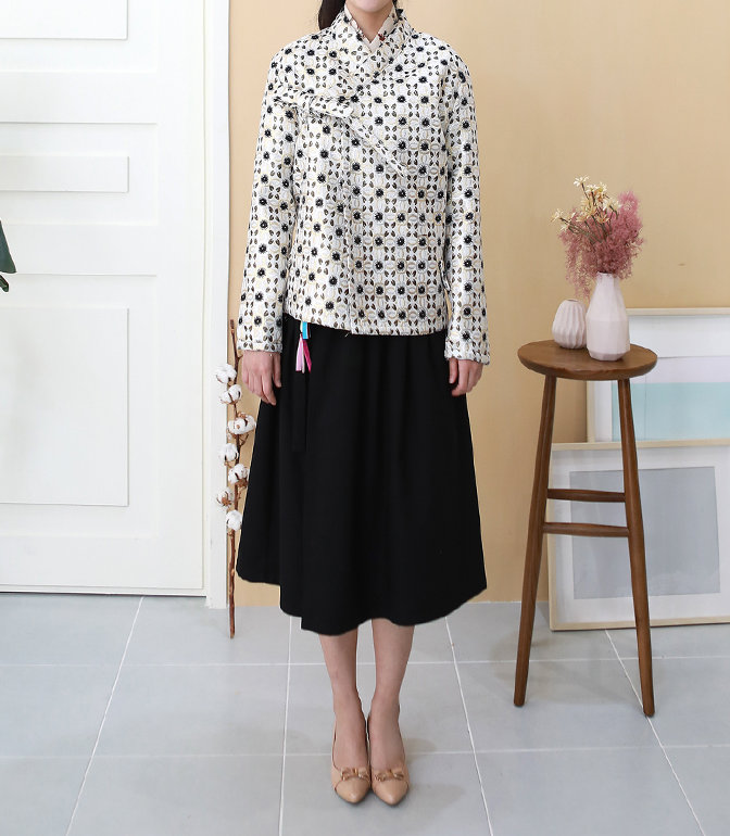 Hanbok Traditional Pattern Jacket Top for Women, Korean Modern Hanbok ...