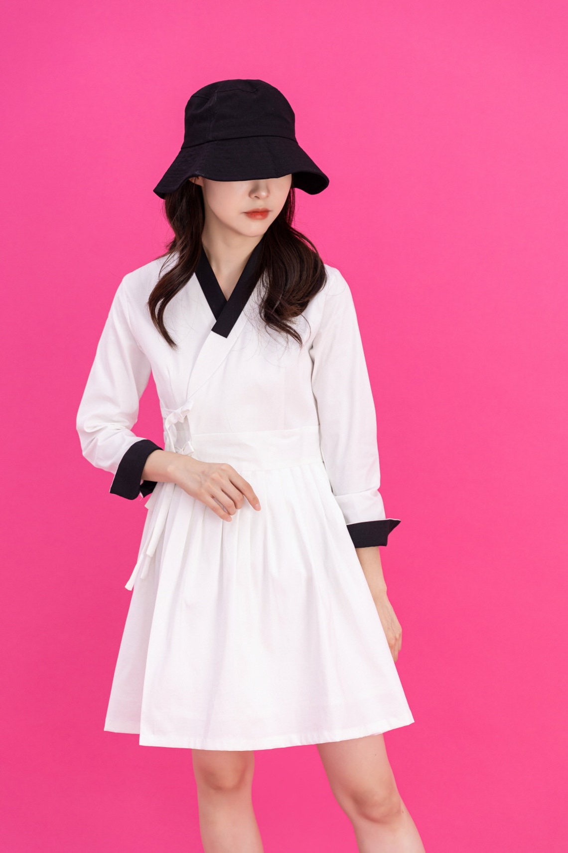 Hanbok Women Mini Dress Korean Modern Hanbok Wrap Style - Etsy