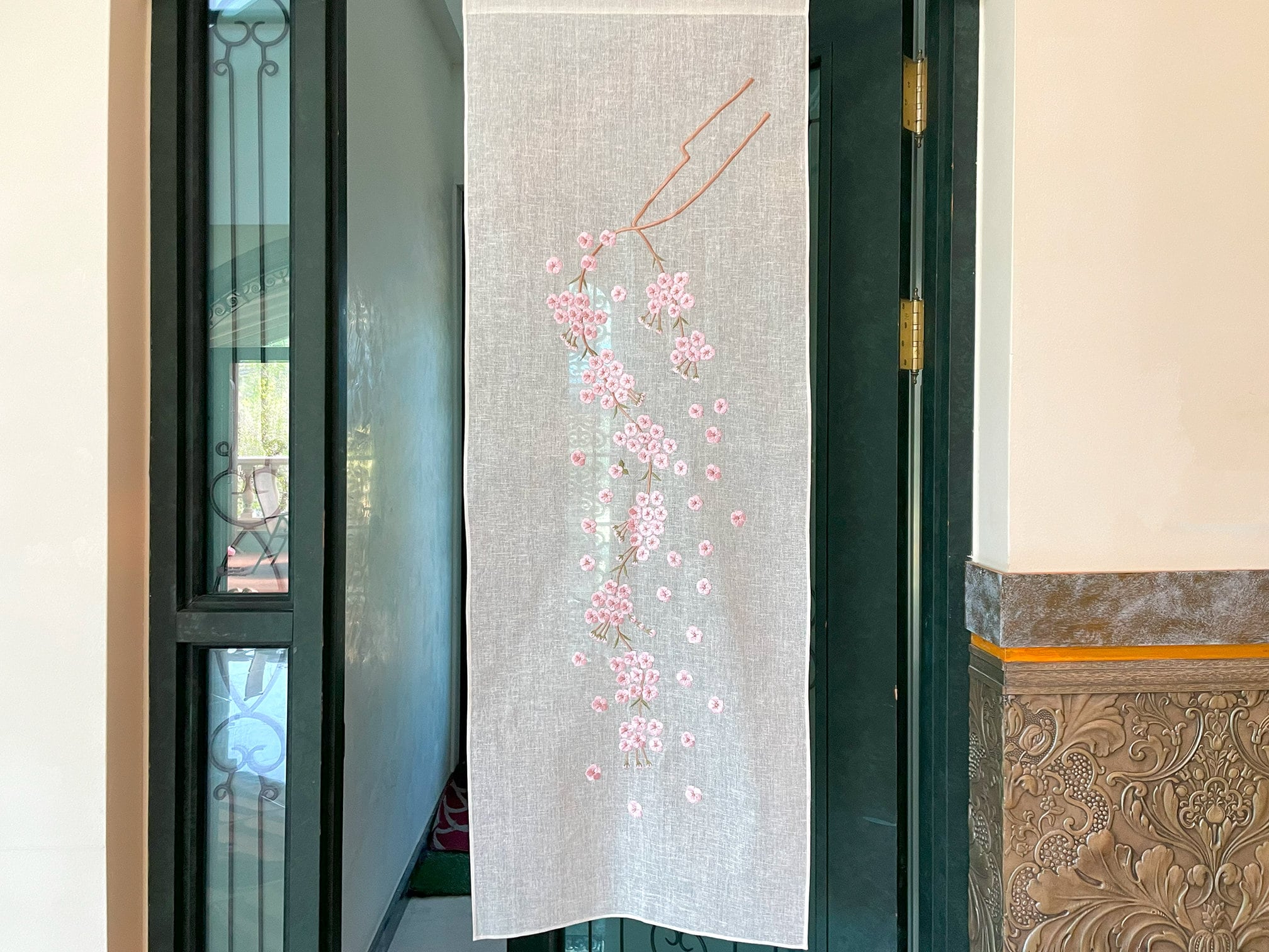 Korean Embroidery Hemp Curtain/ Korea Traditional Wall Deco, Korean ...