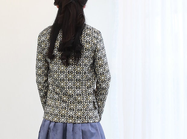 Hanbok Traditional Pattern Jacket Top for Women, Korean Modern Hanbok ...