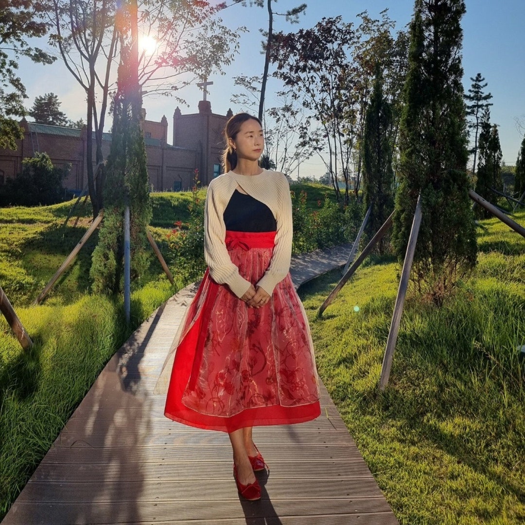 Hanbok Women Wrap Style Wing Skirt, Beautiful Korean Modern Hanbok ...